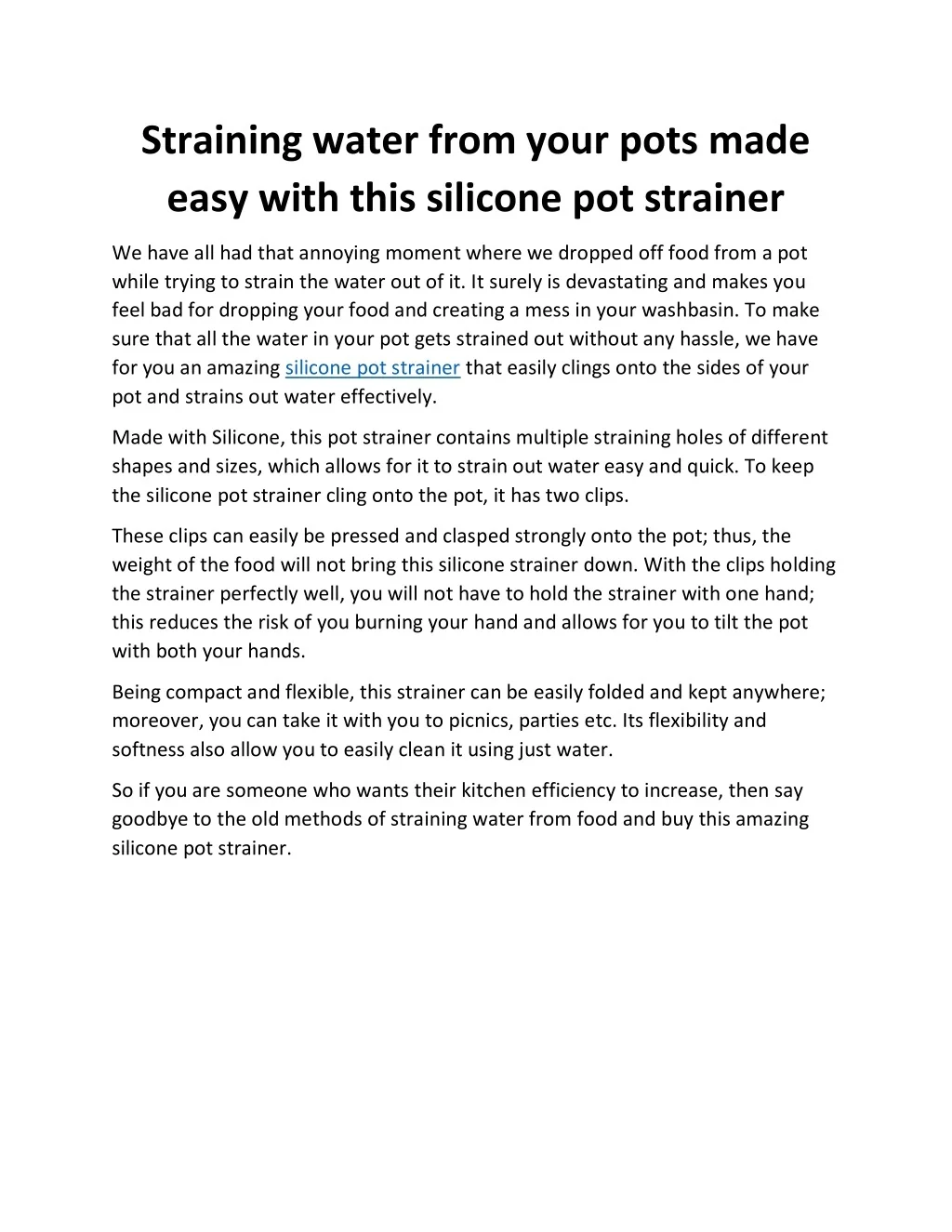 PPT - Silicone Pot Strainer PowerPoint Presentation, free download - ID ...