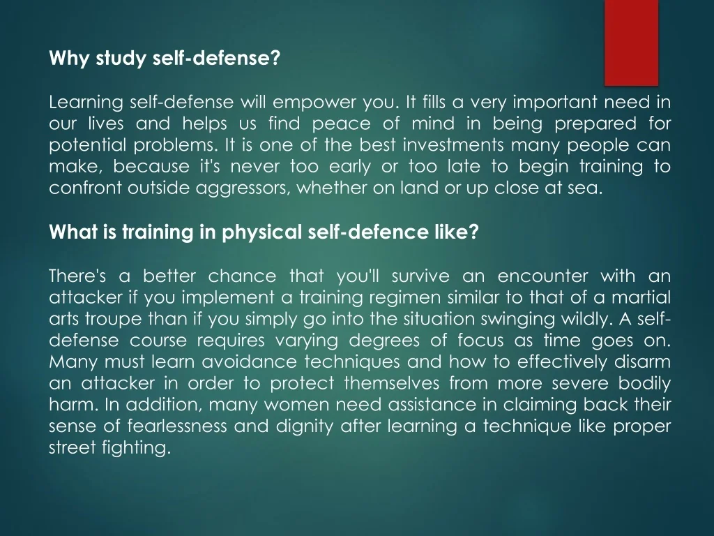 PPT - Developing Your Vision for Self Defense Training in Singapore ...