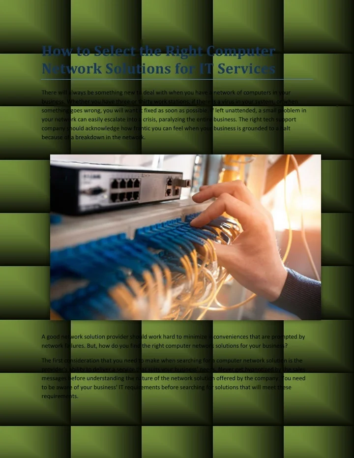 PPT - How To Select The Right Computer Network Solutions For IT ...