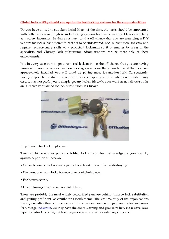 PPT - Global locks – Why should you opt for the best locking systems ...