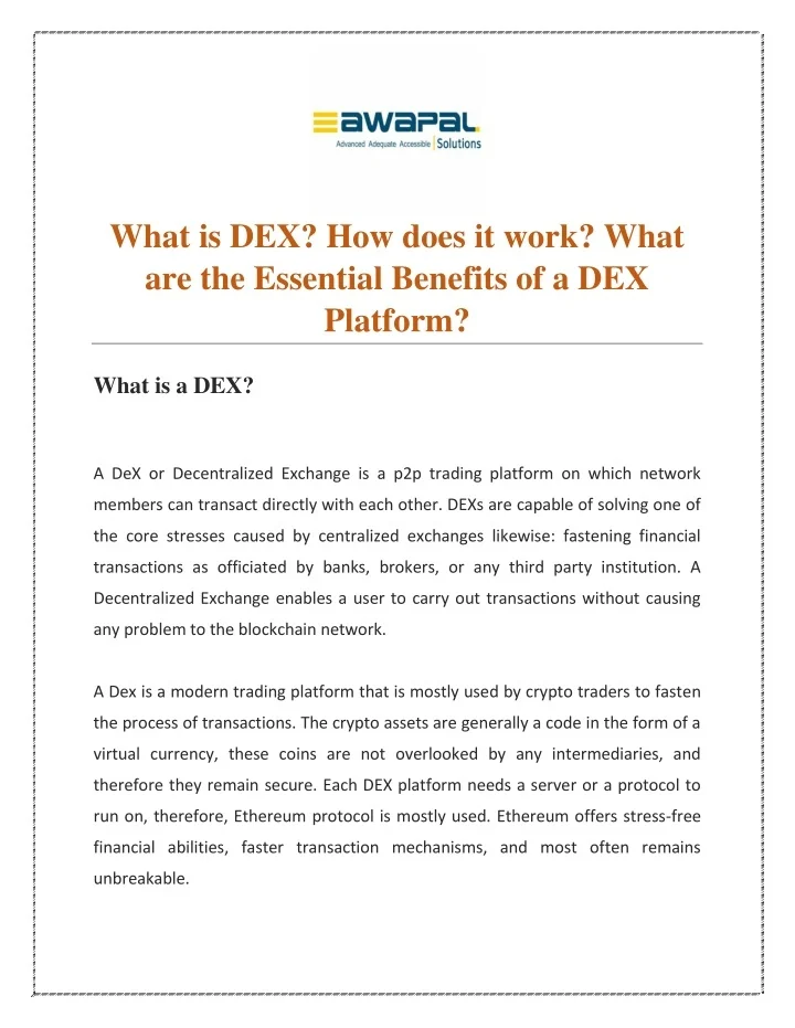 PPT - What are DEX & its Works and the Benefits of a DEX Platform ...