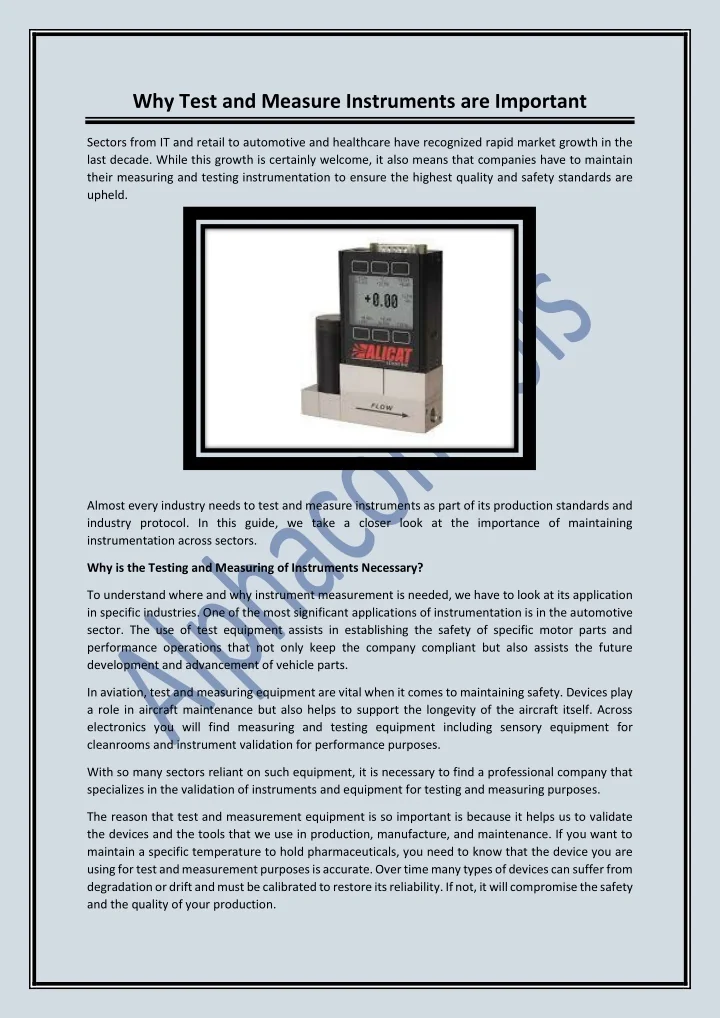 PPT - Why Test and Measure Instruments are Important PowerPoint ...