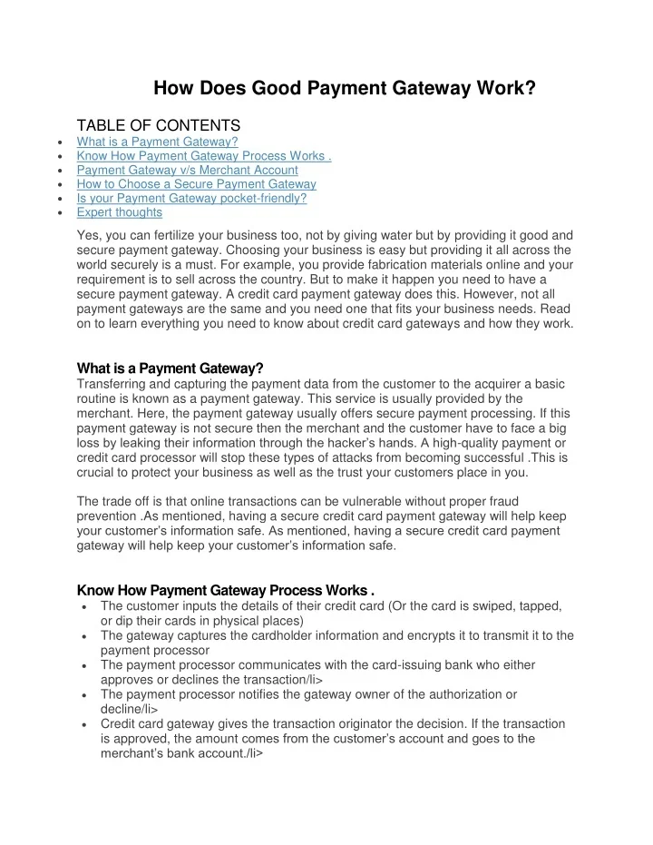 PPT - How Does Good Payment Gateway Work PowerPoint Presentation, free ...