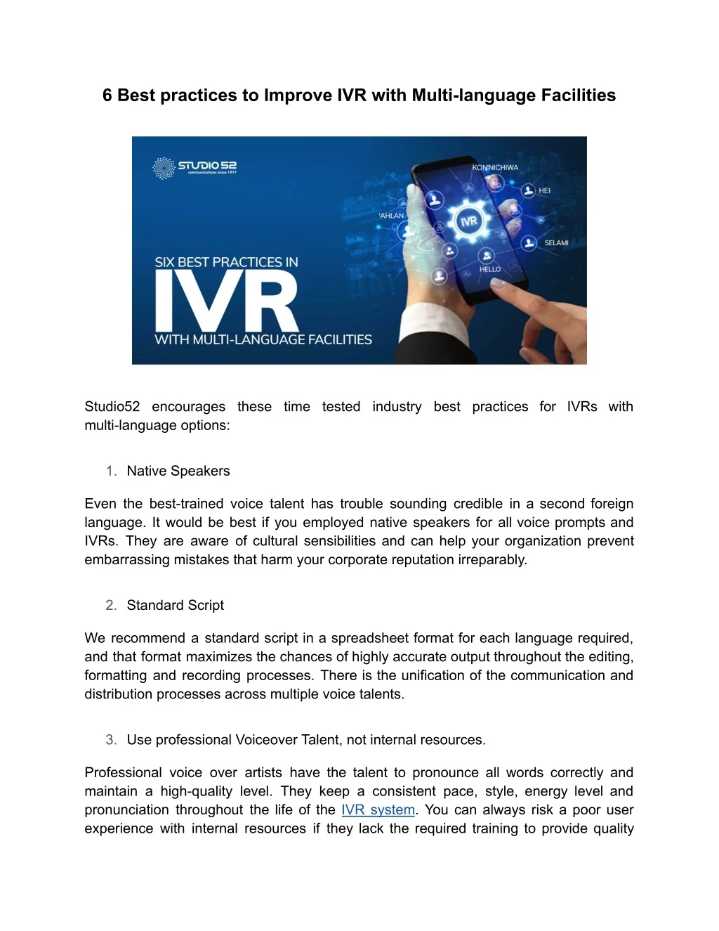 PPT - 6 Best practices to Improve IVR with Multi-language Facilities ...