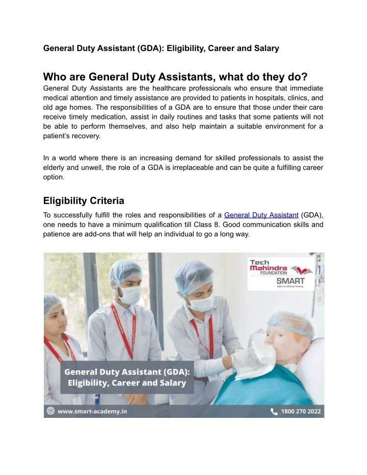 PPT - General Duty Assistant Eligibility, Career and Salary PowerPoint ...
