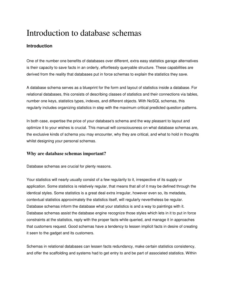 PPT - Introduction to database schemas PowerPoint Presentation, free ...