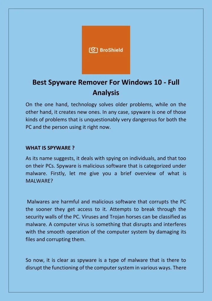PPT - Best Spyware Remover For Windows 10 - Full Analysis PowerPoint ...