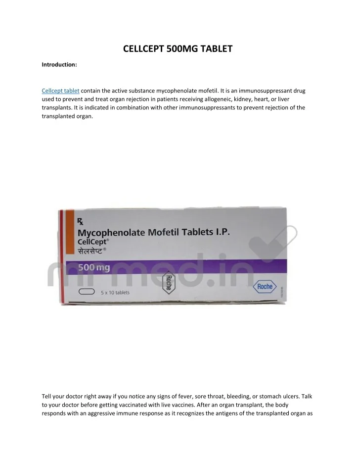 PPT - CELLCEPT 500MG TABLET PowerPoint Presentation, free download - ID ...