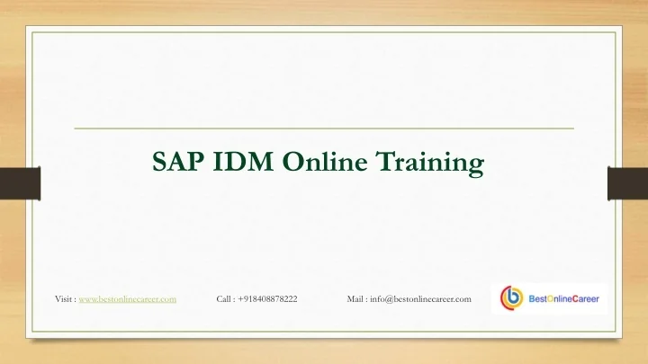 PPT - SAP IDM Training | SAP Identity management overview | IDM ...