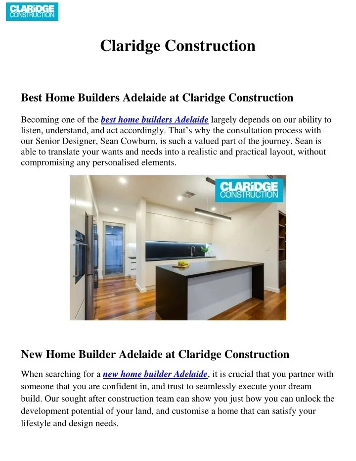 PPT - Best Home Builders Adelaide at Claridge Construction PowerPoint ...