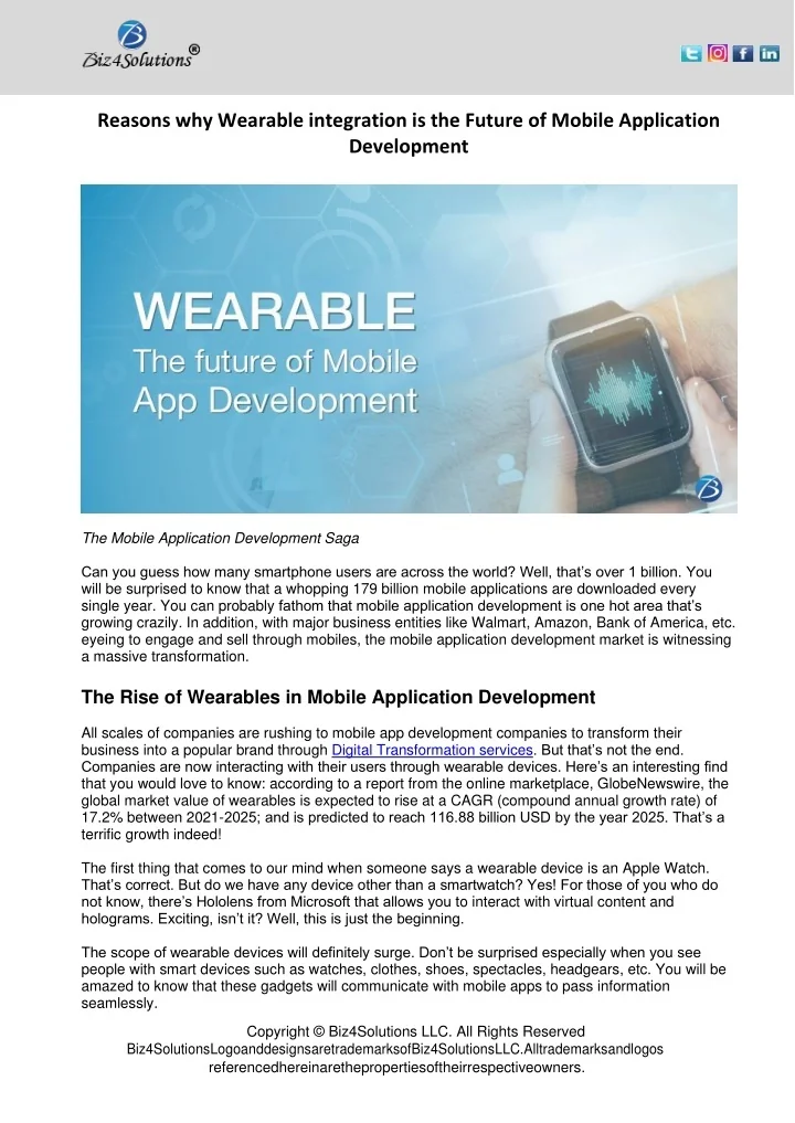 PPT - Reasons why Wearable integration is the Future of Mobile ...