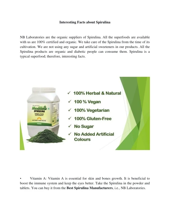 PPT - Spirulina Benefits PowerPoint Presentation, free download - ID:11097056