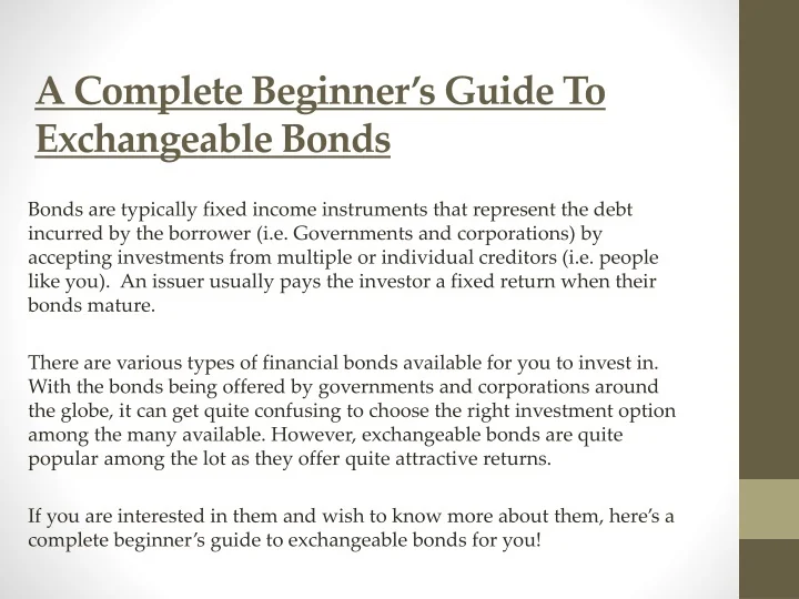 PPT - A Complete Beginner’s Guide To Exchangeable Bonds PowerPoint ...