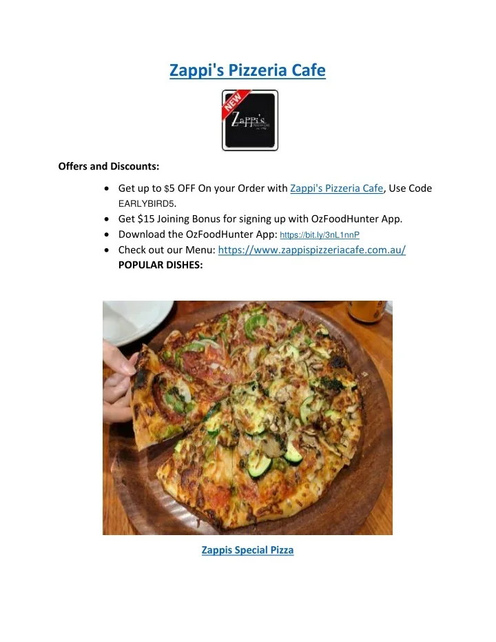 PPT - 5% Off- Zappi's Pizzeria Cafe Restaurant Epping Menu, NSW ...