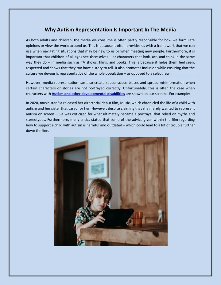 PPT - Why Autism Representation Is Important In The Media PowerPoint ...