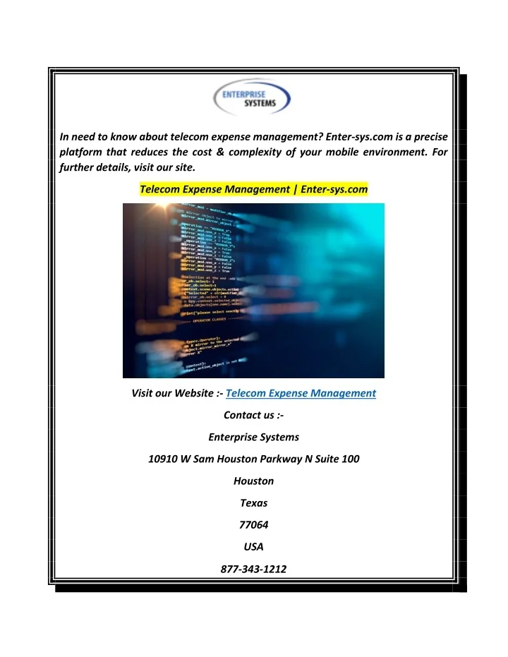 PPT - Telecom Expense Management Enter-sys.com PowerPoint Presentation ...