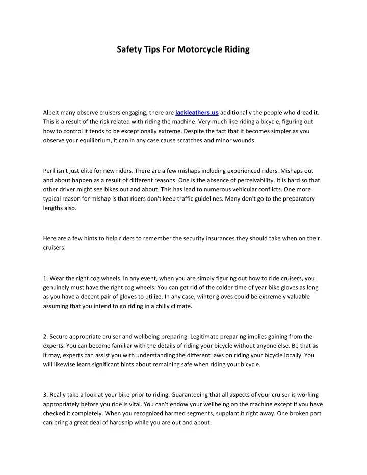 PPT - Safety Tips For Motorcycle Riding PowerPoint Presentation, free ...