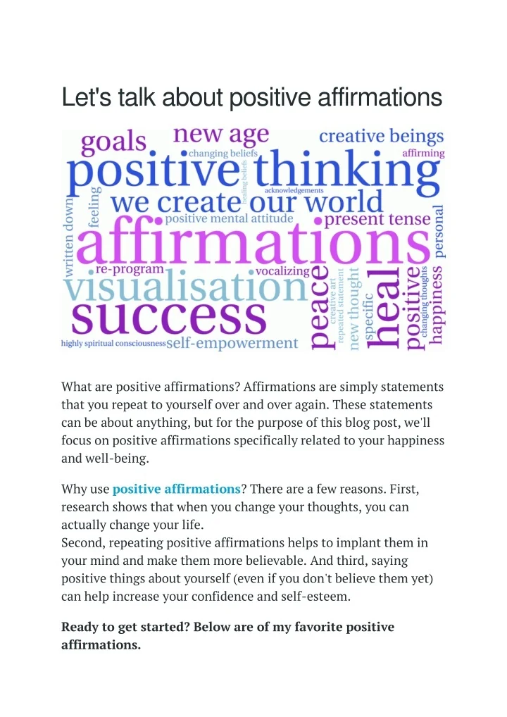 PPT - Let's talk about positive affirmations PowerPoint Presentation ...
