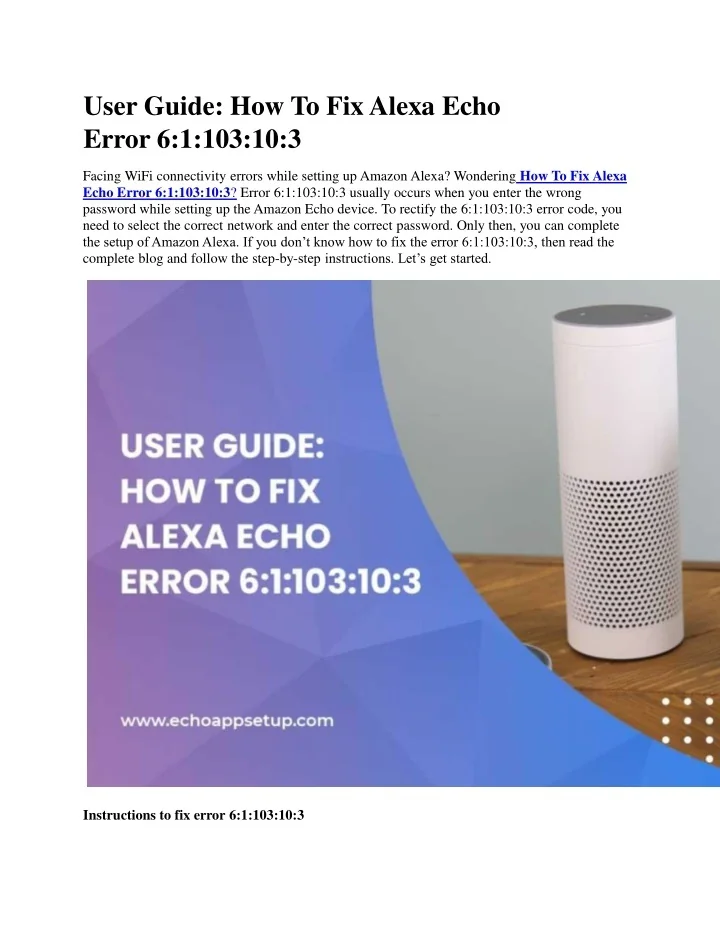 PPT - User Guide How To Fix Alexa Echo Error 61103103 PowerPoint ...