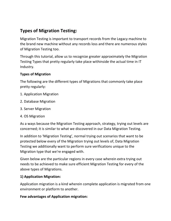 PPT - Types of Migration Testing PowerPoint Presentation, free download ...