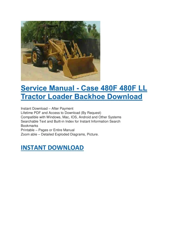 PPT - Service Manual - Case 480F 480F LL Tractor Loader Backhoe ...