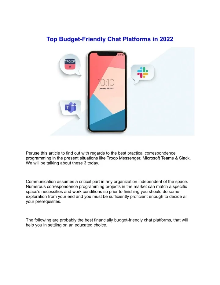 PPT - Top Budget-Friendly Chat Platforms in 2022 PowerPoint ...