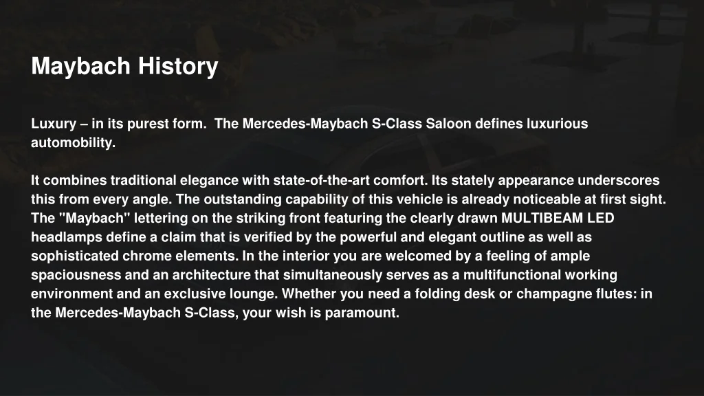 PPT - Mercedes Benz Maybach - An Overview PowerPoint Presentation, free ...