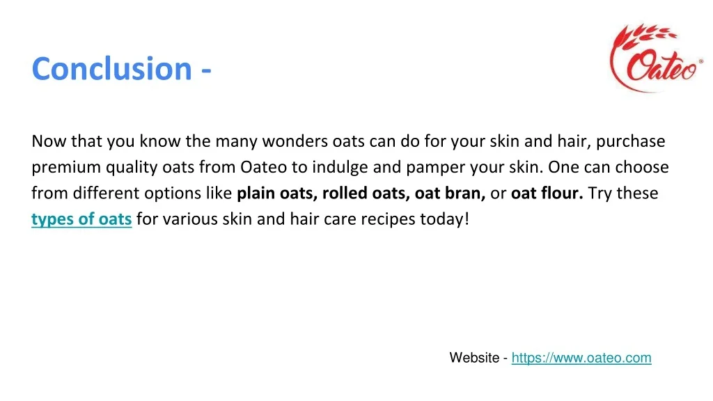 PPT - Benefits of Oats for Skin and Hair PowerPoint Presentation, free ...