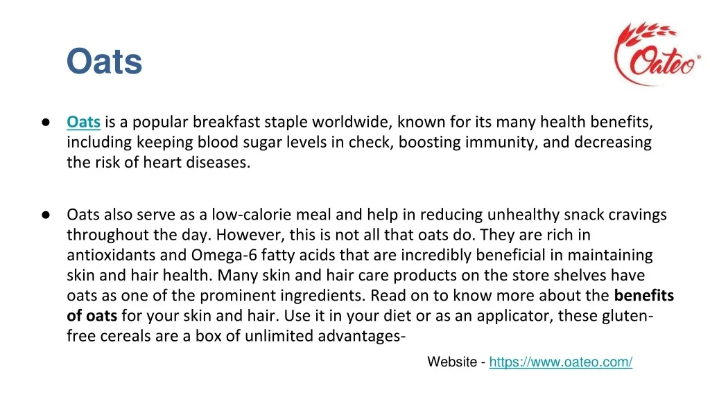 PPT - Benefits of Oats for Skin and Hair PowerPoint Presentation, free ...