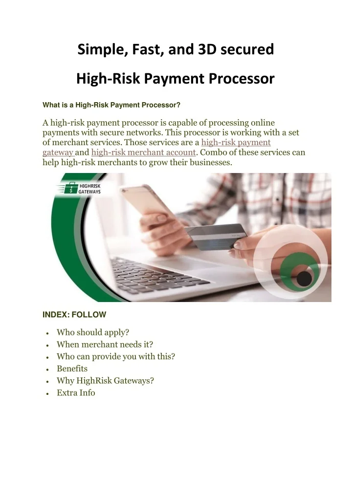 PPT - High risk payment processor - Highrisk Gateways PowerPoint ...