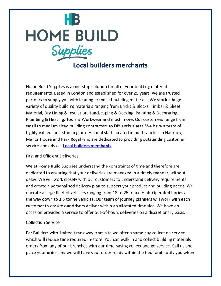 PPT - Local builders merchants PowerPoint Presentation, free download ...