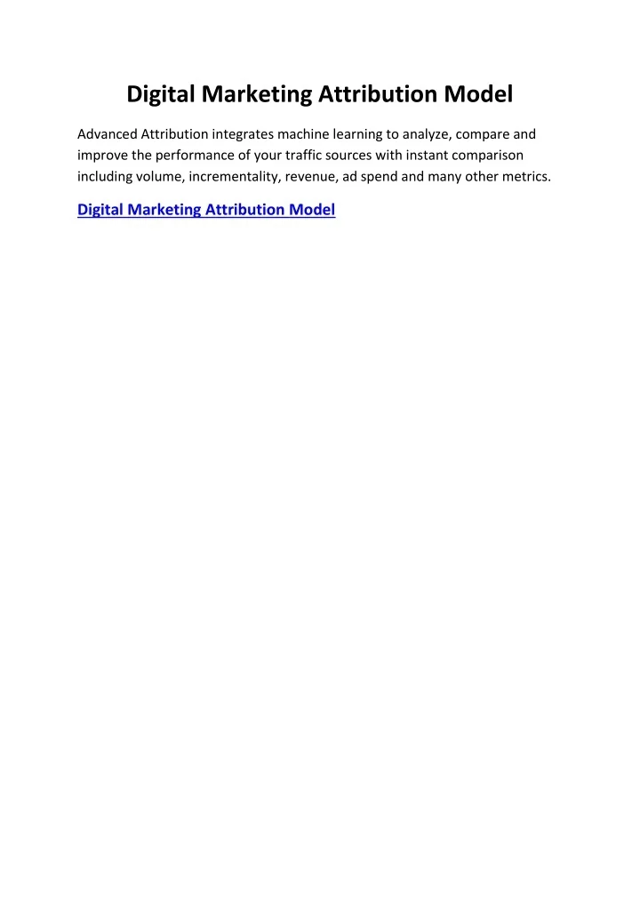 PPT - Digital Marketing Attribution Model PowerPoint Presentation, free ...