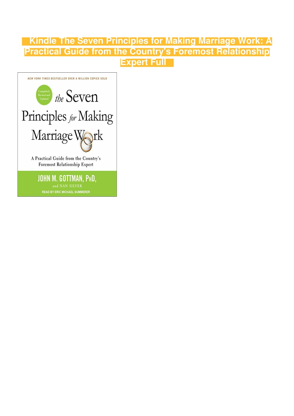 Ppt Kindle The Seven Principles For Making Marriage Work A Practical