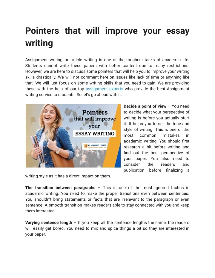 PPT - Pointers that will improve your essay writing PowerPoint ...