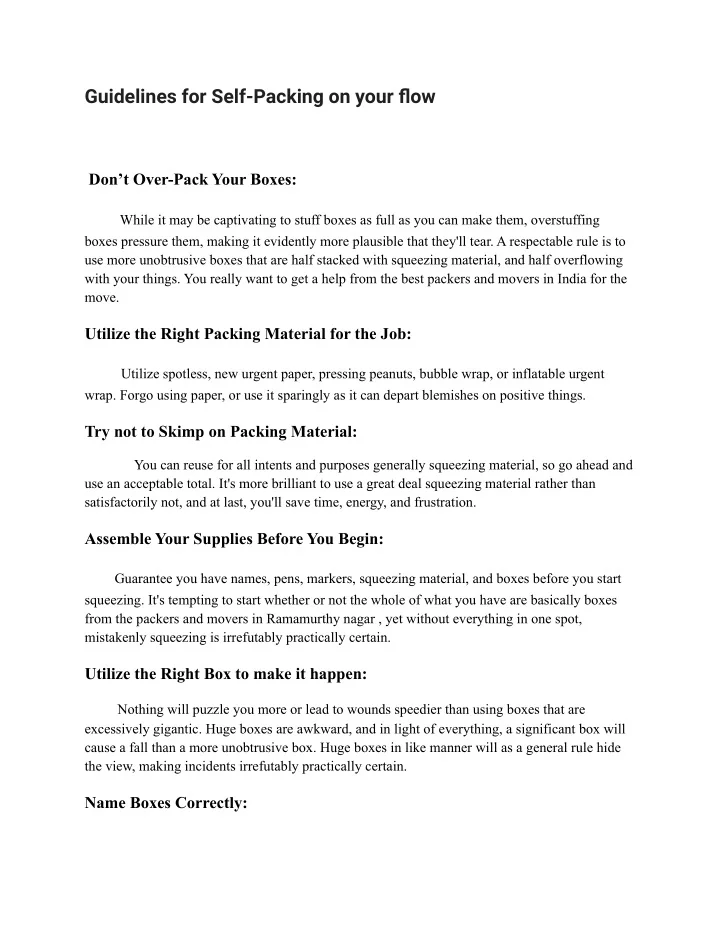 PPT - Guidelines for Self-Packing on your flow PowerPoint Presentation ...