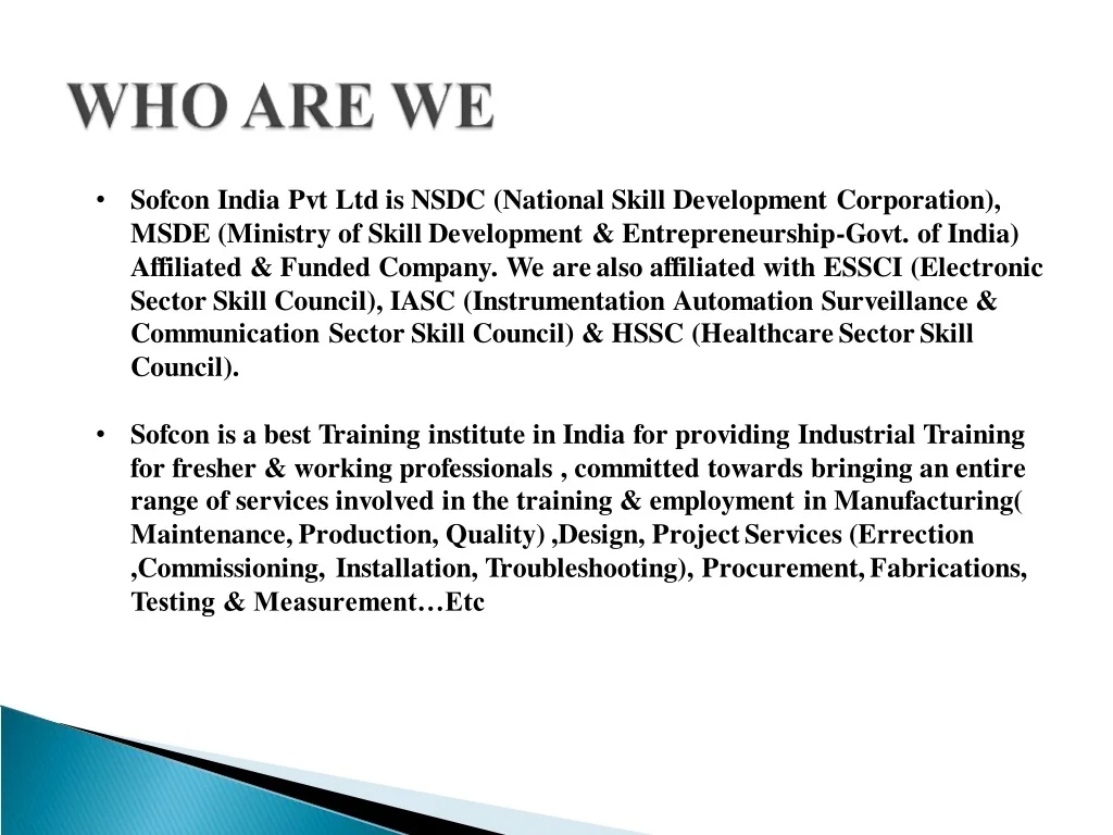 PPT - Best Industrial Training Company in India - Sofcon Training ...