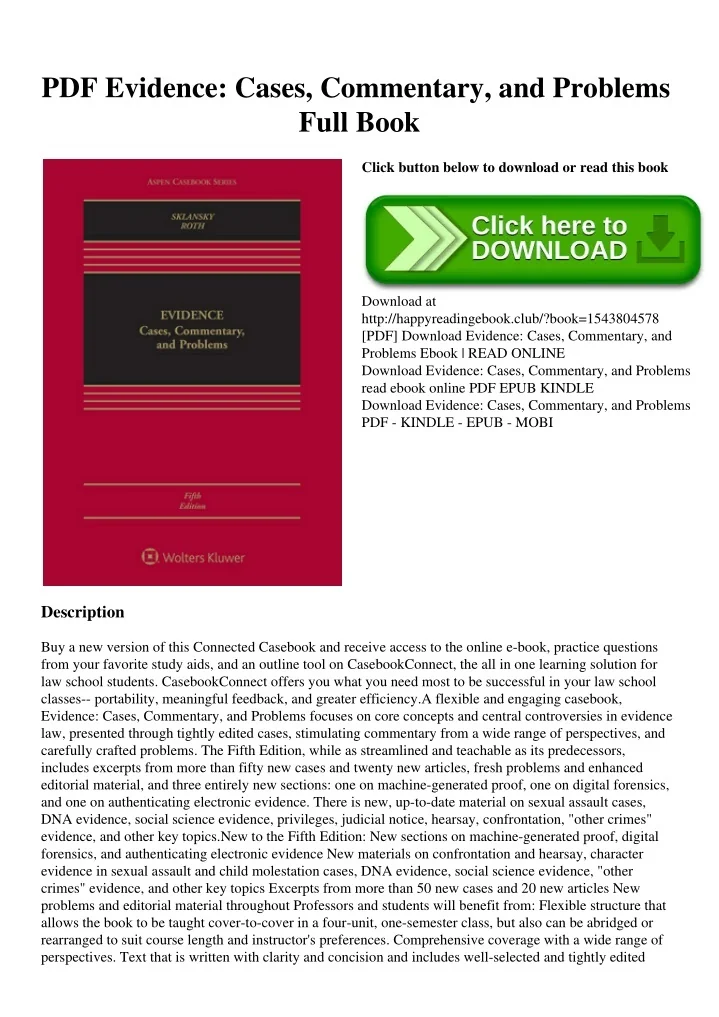 PPT - READ PDF Evidence Cases Commentary and Problems Full Book PowerPoint Presentation - ID ...