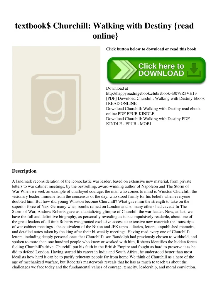 PPT - textbook$ Churchill Walking with Destiny {read online} PowerPoint ...