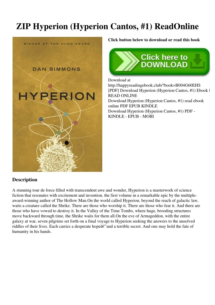 PPT - ZIP Hyperion (Hyperion Cantos #1) ReadOnline PowerPoint Presentation - ID:11108528