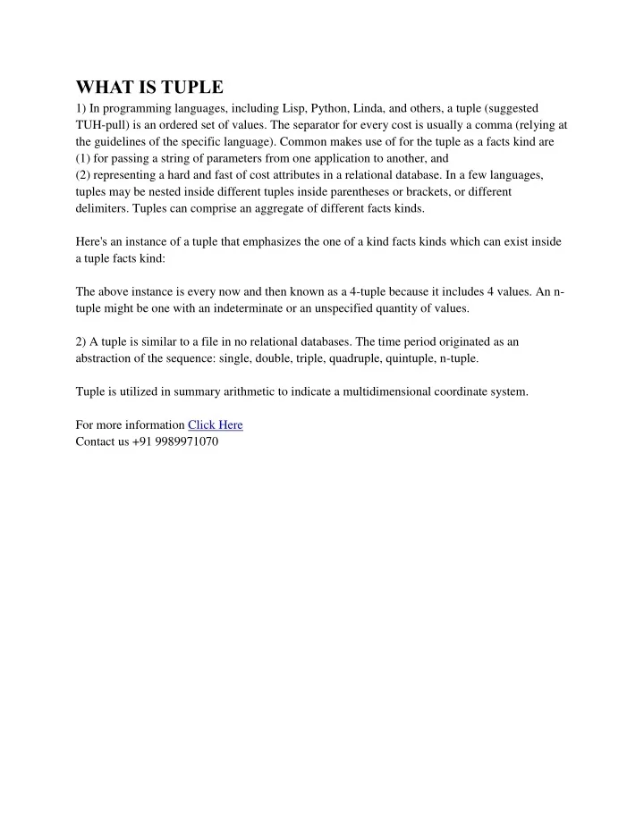 PPT - WHAT IS TUPLE PowerPoint Presentation, free download - ID:11112907