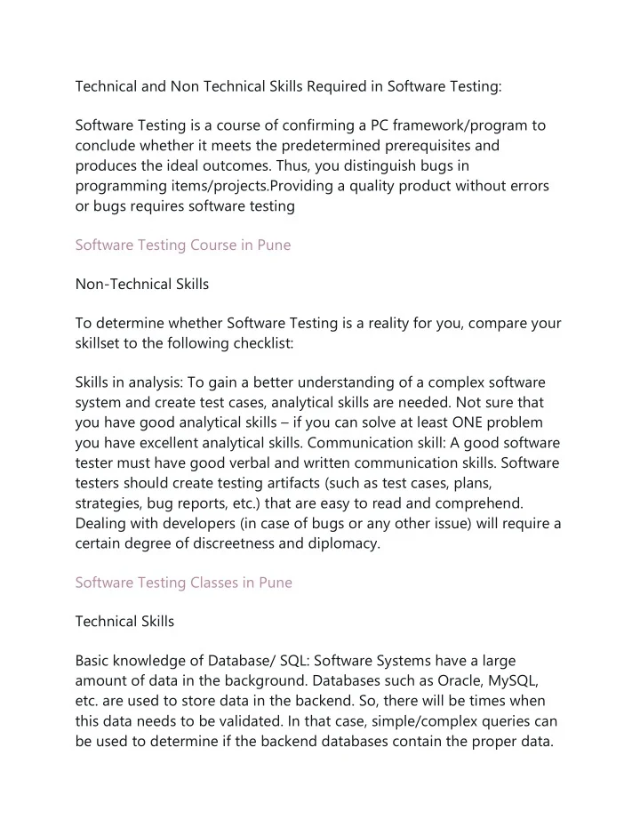 PPT - Technical and Non Technical Skills Required in Software Testing ...