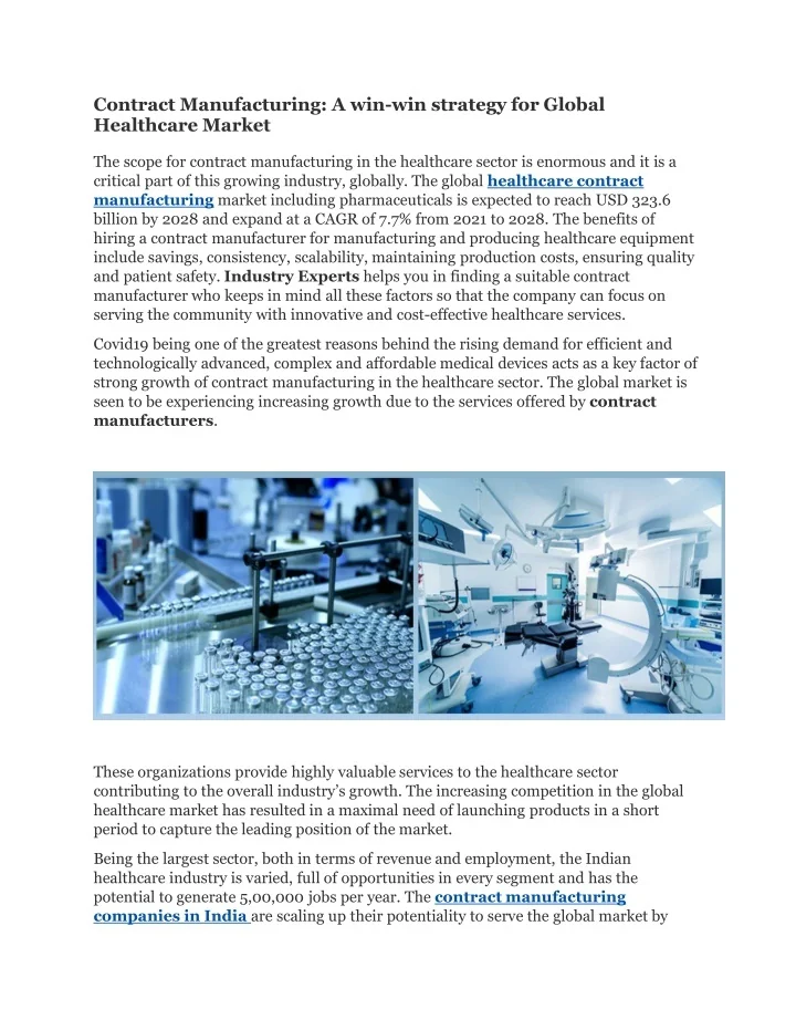 PPT - healthcare Contract Manufacturing-Industryexperts PowerPoint ...