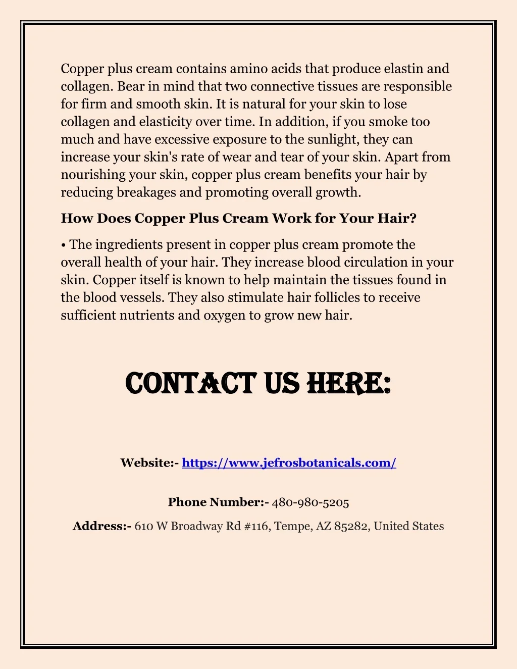 PPT - Benefits Of Copper Plus Cream For Your Skin | Jefros Botanicals ...