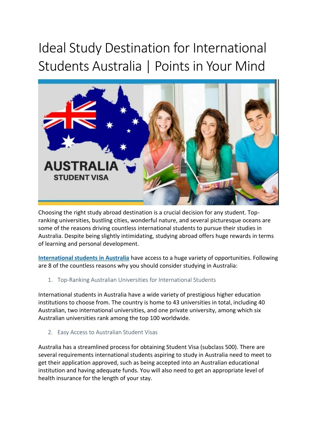 PPT - Ideal Study Destination for International Students Australia ...