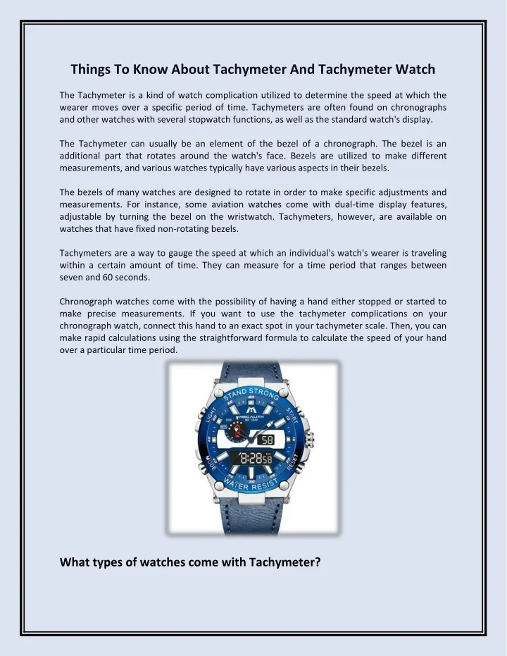 PPT - Things To Know About Tachymeter And Tachymeter Watch PowerPoint ...