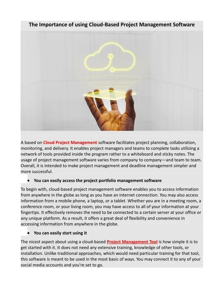 PPT - The Importance of using Cloud-Based Project Management Software PowerPoint Presentation ...