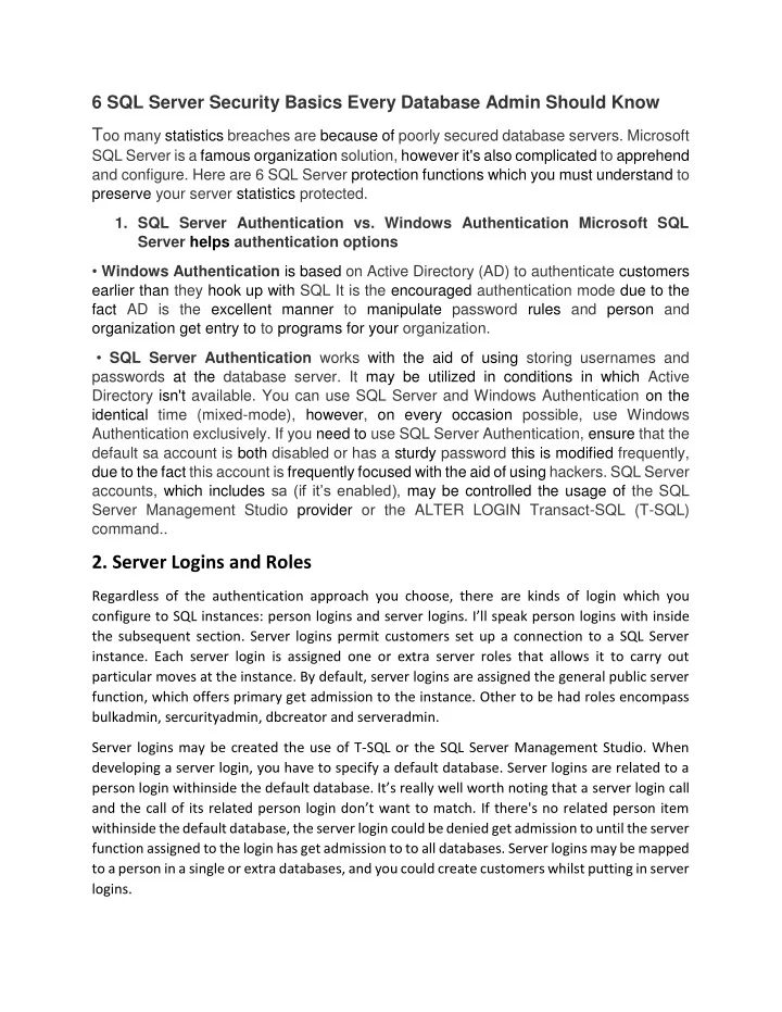 PPT - 6 SQL Server Security Basics Every Database Admin Should Know ...