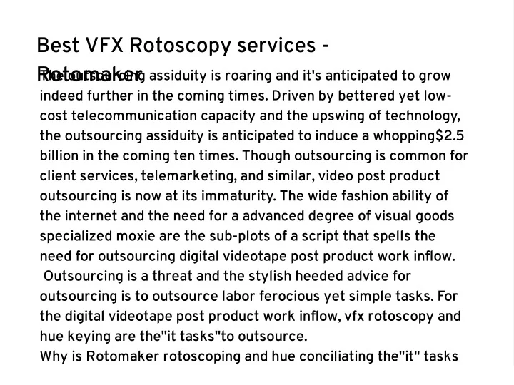 PPT - Best VFX Rotoscopy services - Rotomaker PowerPoint Presentation ...