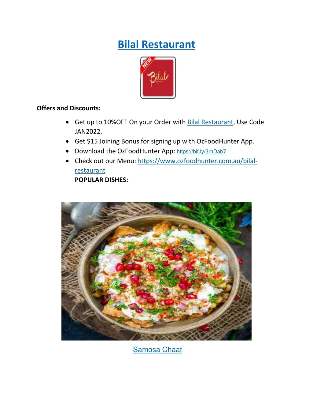 PPT - 15% Off - Bilal Restaurant Indian Menu Takeaway Brunswick, VIC ...