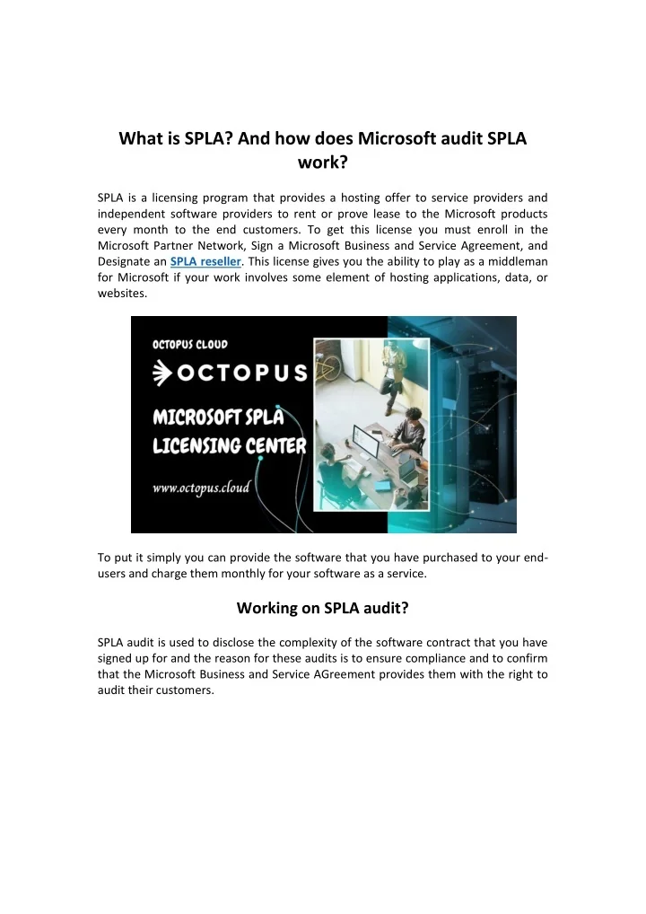 PPT - What is SPLA and how does Microsoft audit SPLA work? PowerPoint Presentation - ID:11123120